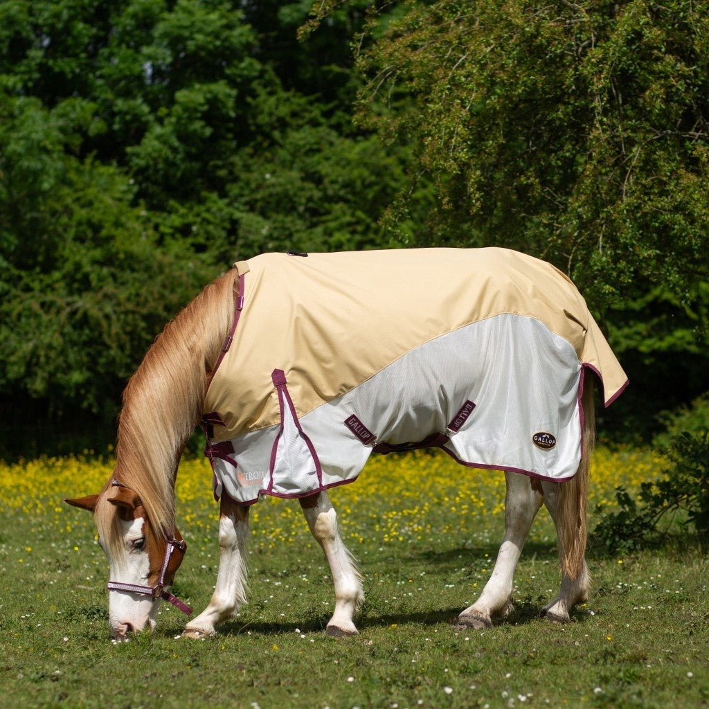 Gallop Trojan Dual Turnout Waterproof Fly Rug With Detachable Neck ...
