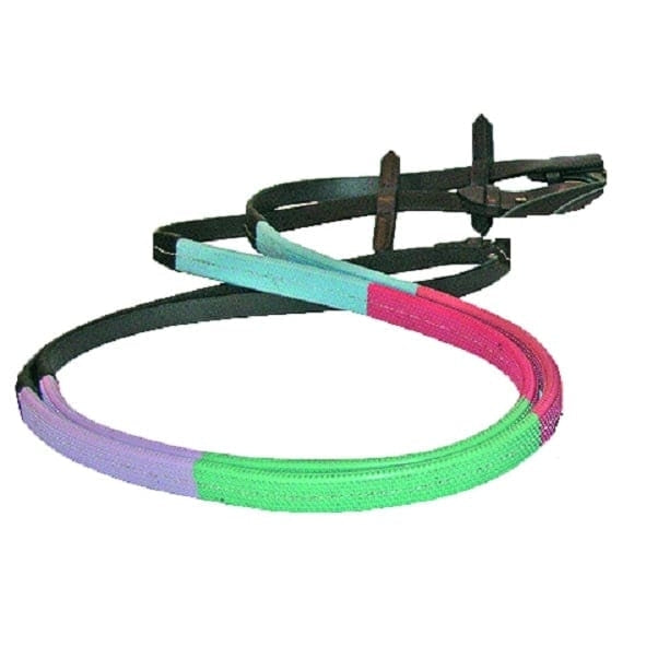 JHL Rubber Training Reins Multi-Coloured Rubber Grip Reins Pony/Cob-Fu ...